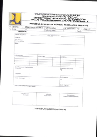 Prosedur memulai pekerjaan request kon-10 | PDF