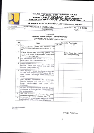 Prosedur memulai pekerjaan request kon-10 | PDF