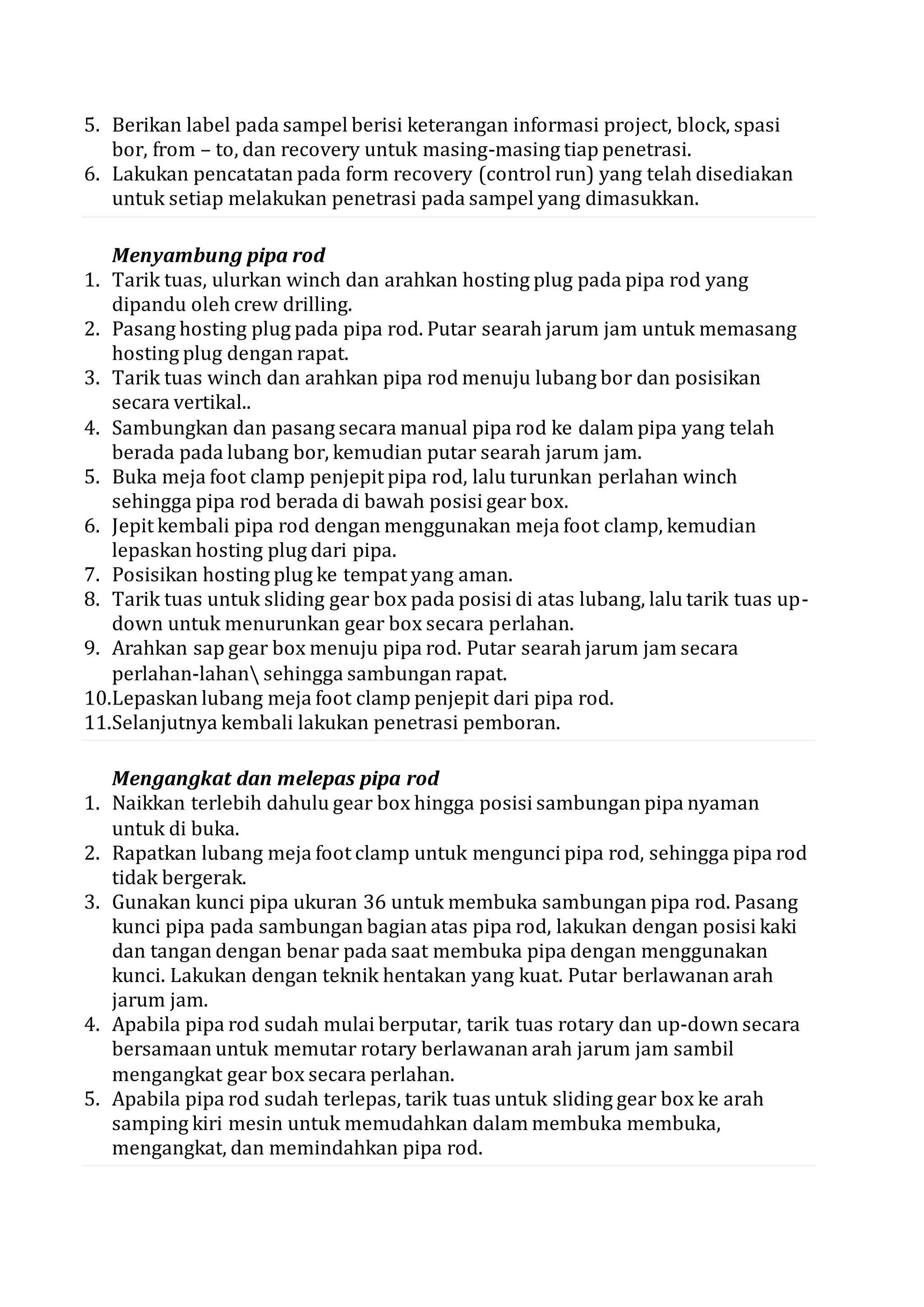 Prosedur mengoperasikan mesin bor jacro | DOCX