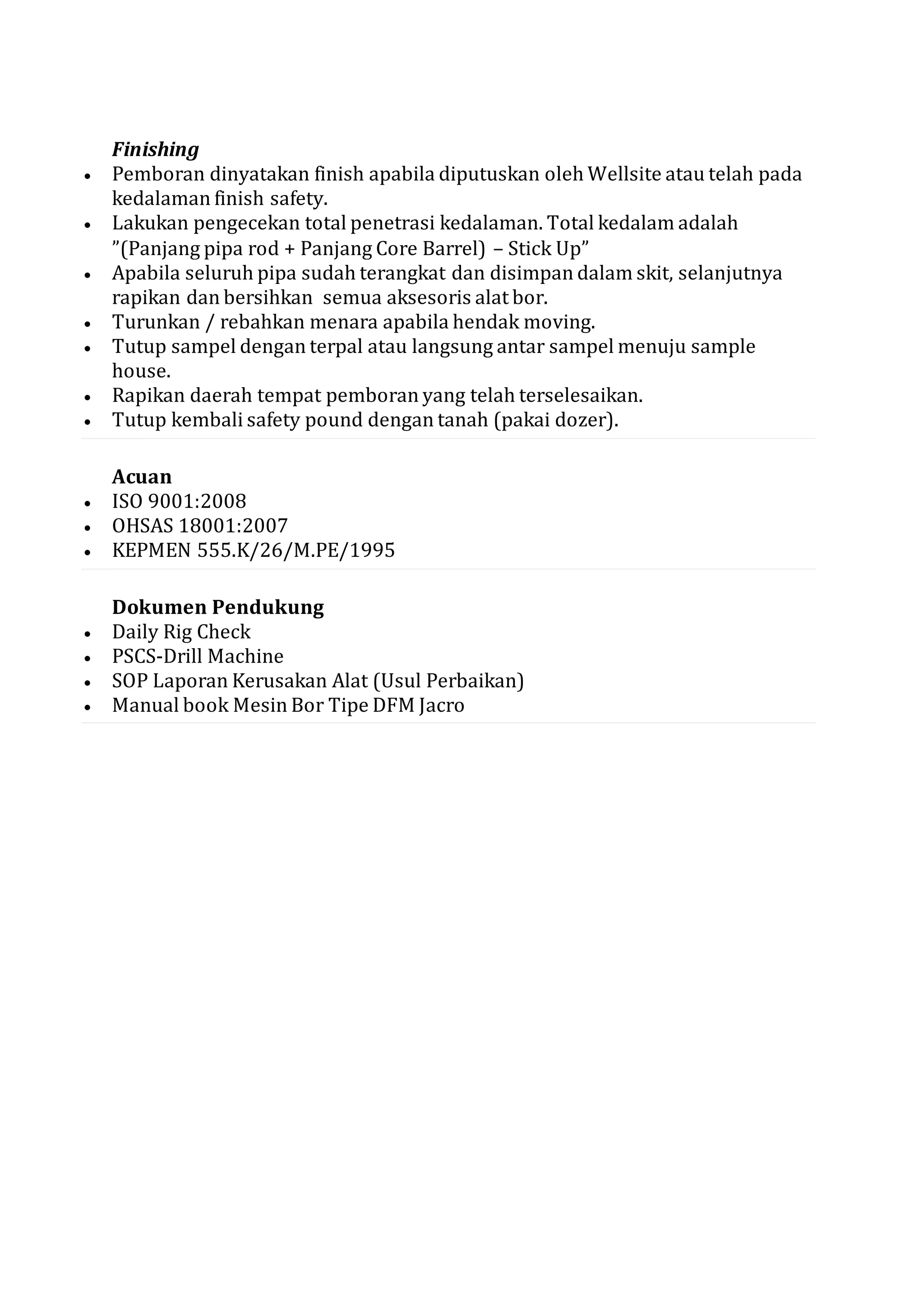 Prosedur mengoperasikan mesin bor jacro | DOCX