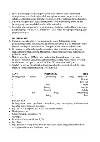 Prosedur mengoperasikan mesin bor jacro | DOCX