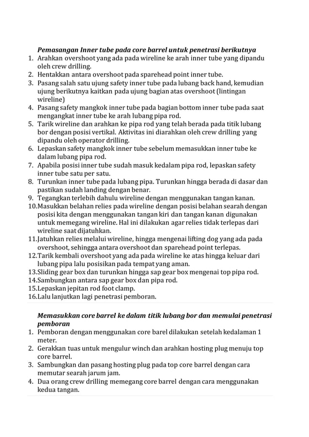 Prosedur mengoperasikan mesin bor jacro | DOCX