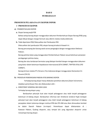 Prosedur pelaksanaan ekspor impor | DOCX