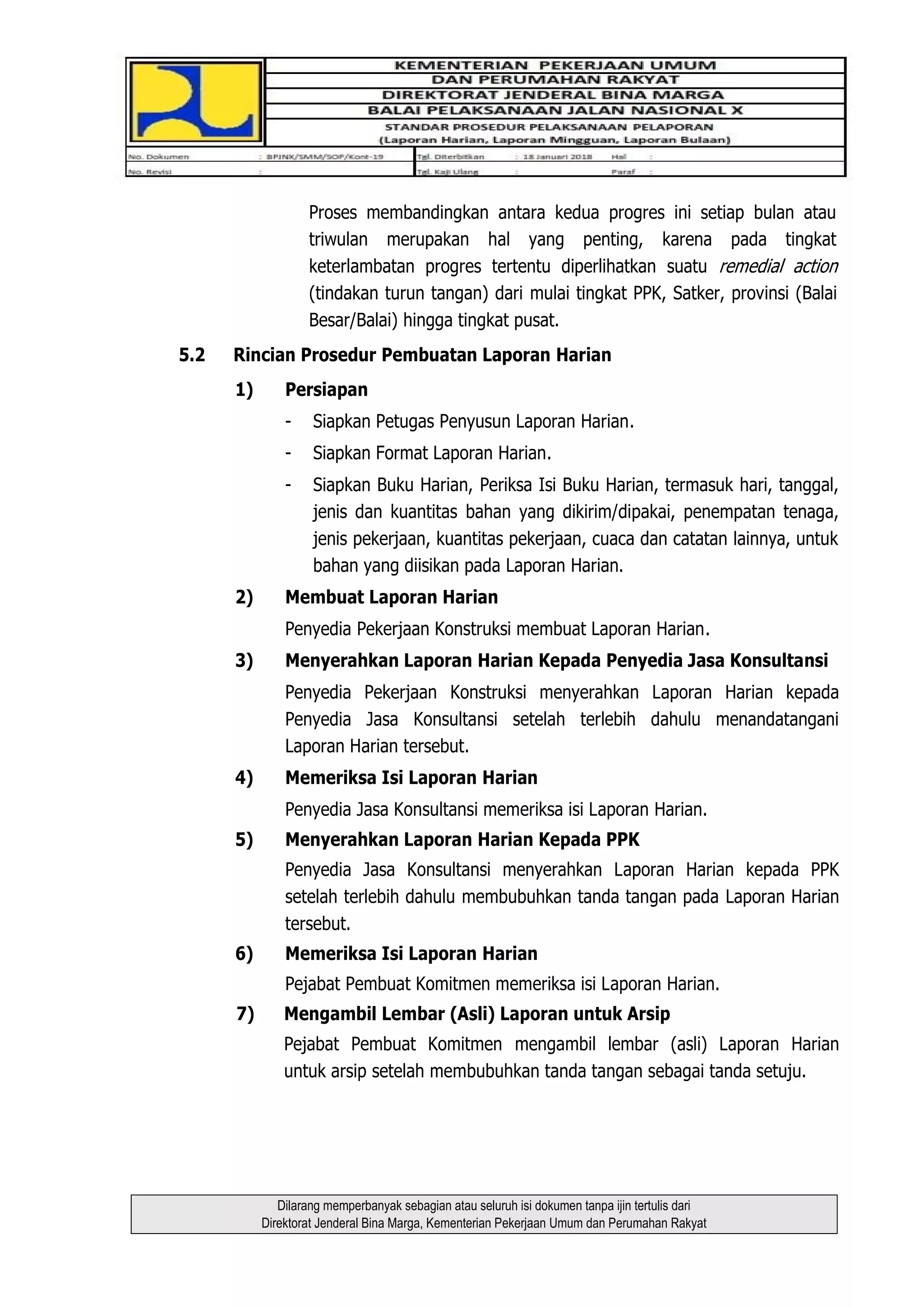Prosedur pelaporan (laporan harian, mingguan, bulanan) kon-19 | PDF
