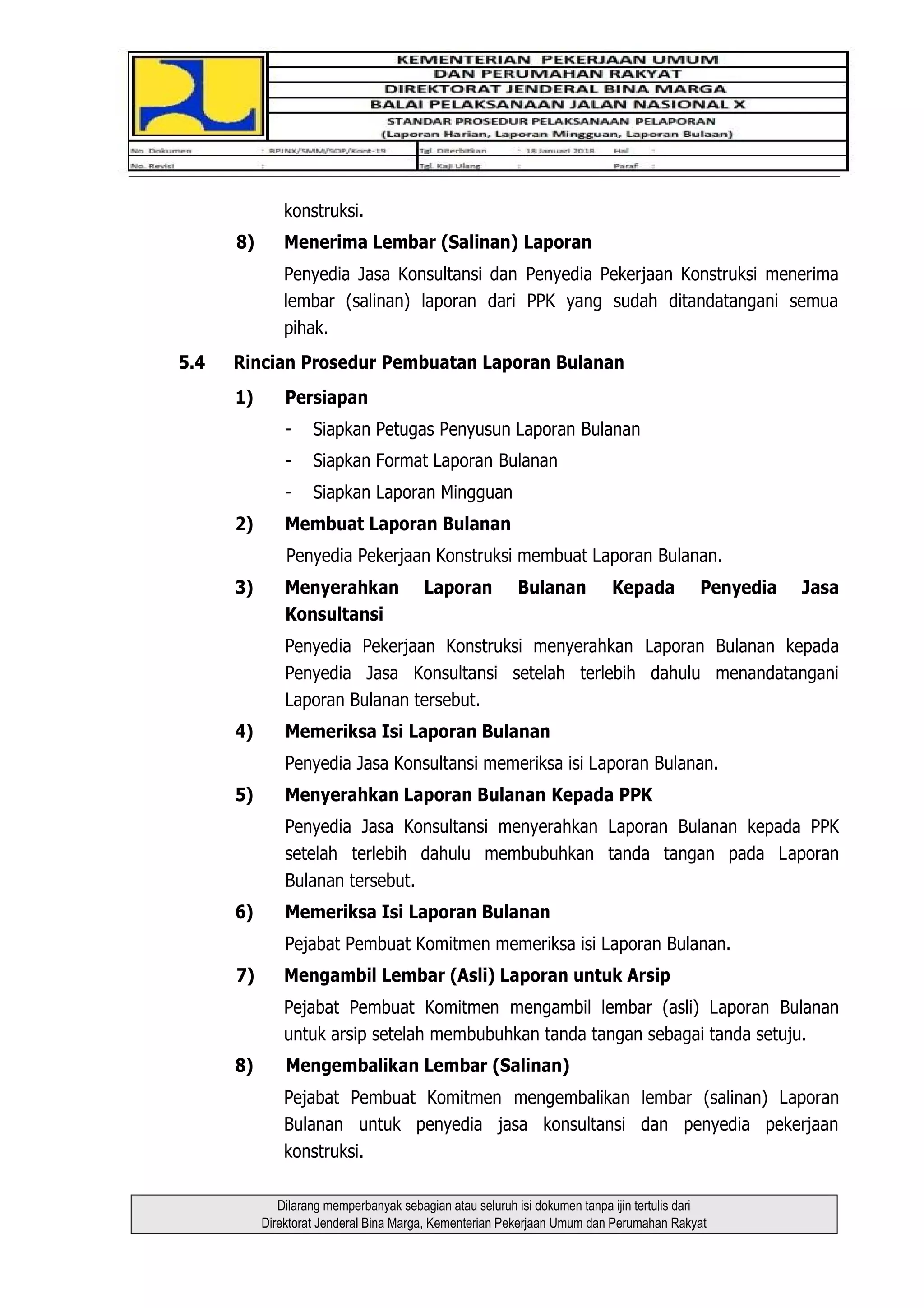 Prosedur pelaporan (laporan harian, mingguan, bulanan) kon-19 | PDF