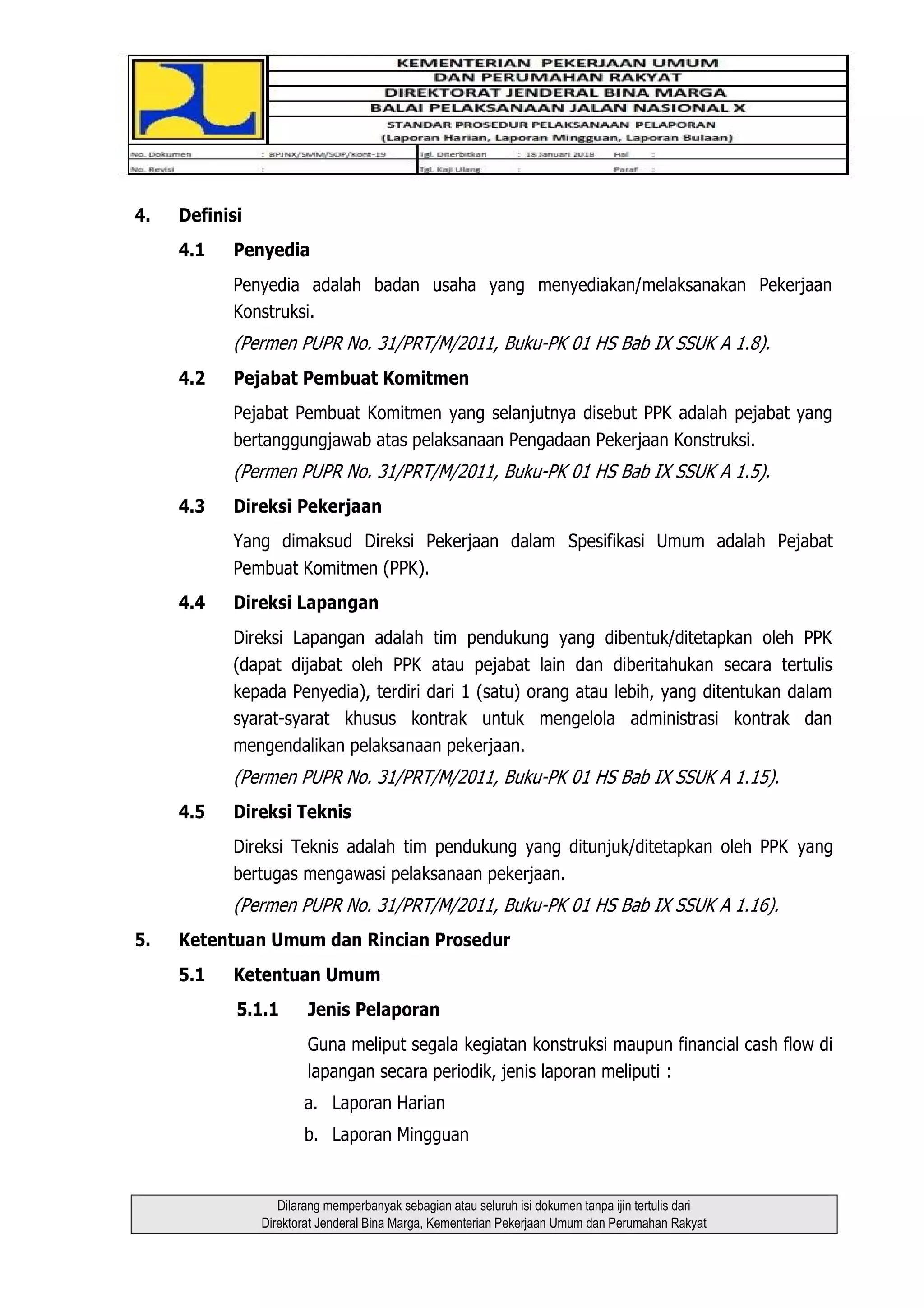 Prosedur pelaporan (laporan harian, mingguan, bulanan) kon-19 | PDF
