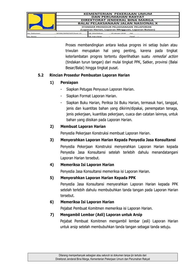 Prosedur pelaporan (laporan harian, mingguan, bulanan) kon-19 | PDF