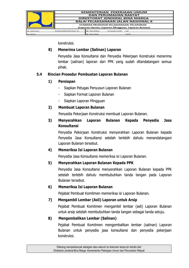 Prosedur pelaporan (laporan harian, mingguan, bulanan) kon-19 | PDF