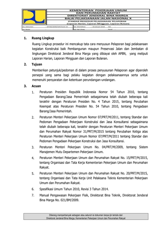 Prosedur pelaporan (laporan harian, mingguan, bulanan) kon-19 | PDF