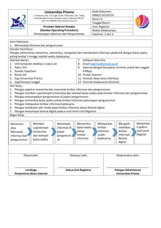 Prosedur pemasangan informasi dan pengumuman | PDF