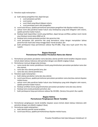 Prosedur pendaftaran hak cipta kekayaan intelektual di kemenkumham | DOCX