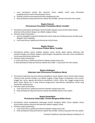 Prosedur pendaftaran hak cipta kekayaan intelektual di kemenkumham | DOCX