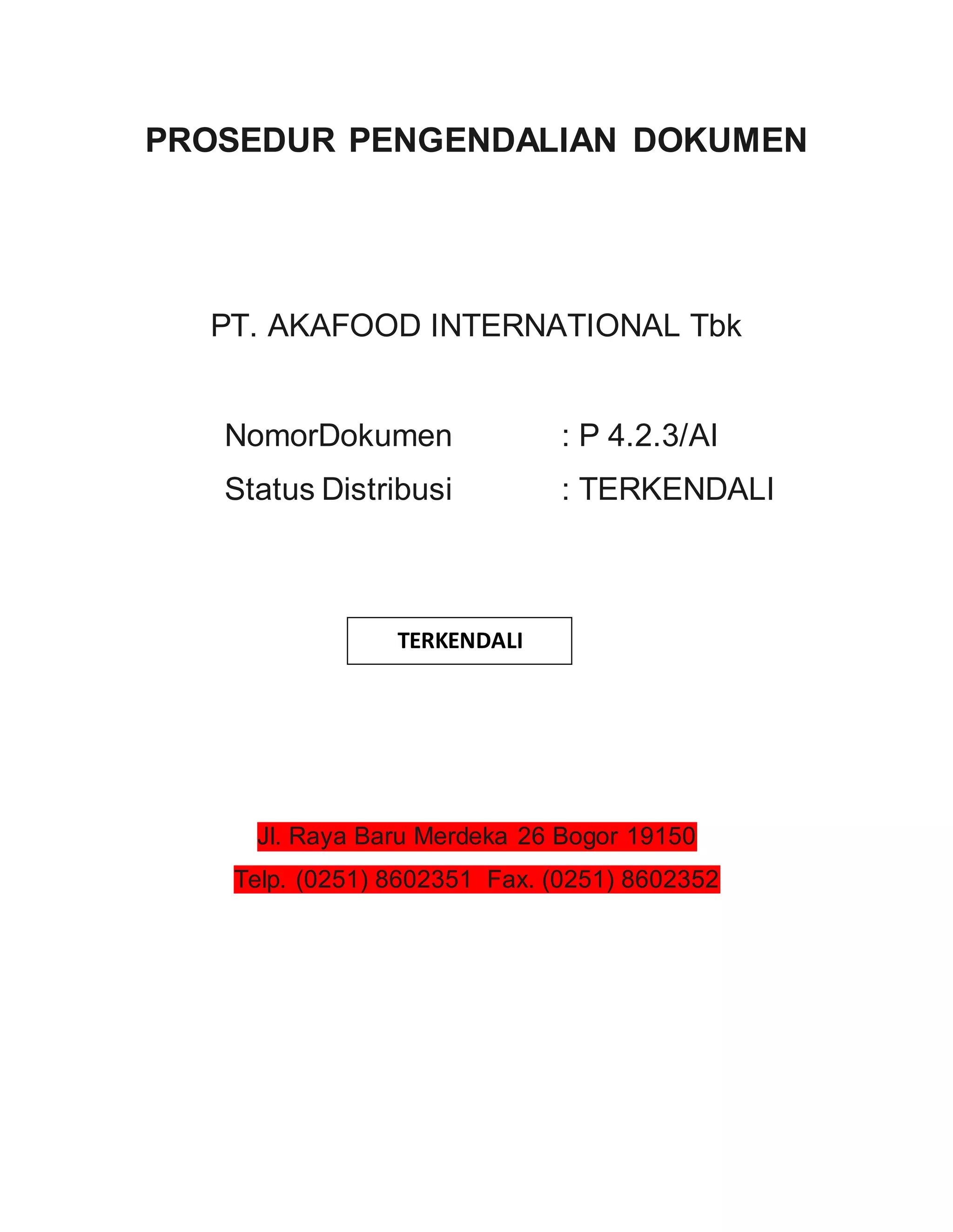 Prosedur pengendalian dokumen iso | DOCX