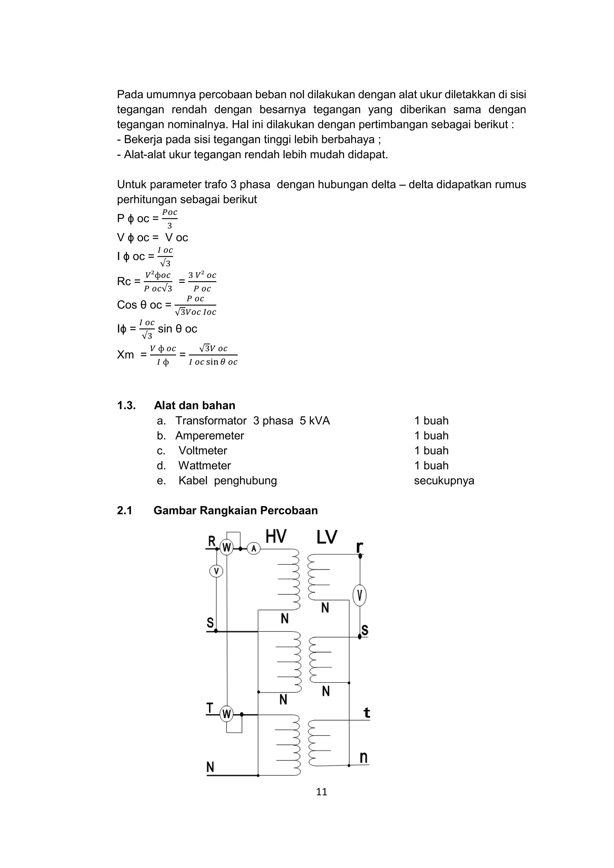 Prosedur pengujian rutin trafo 3 fasa hubungan Y-Y | PDF