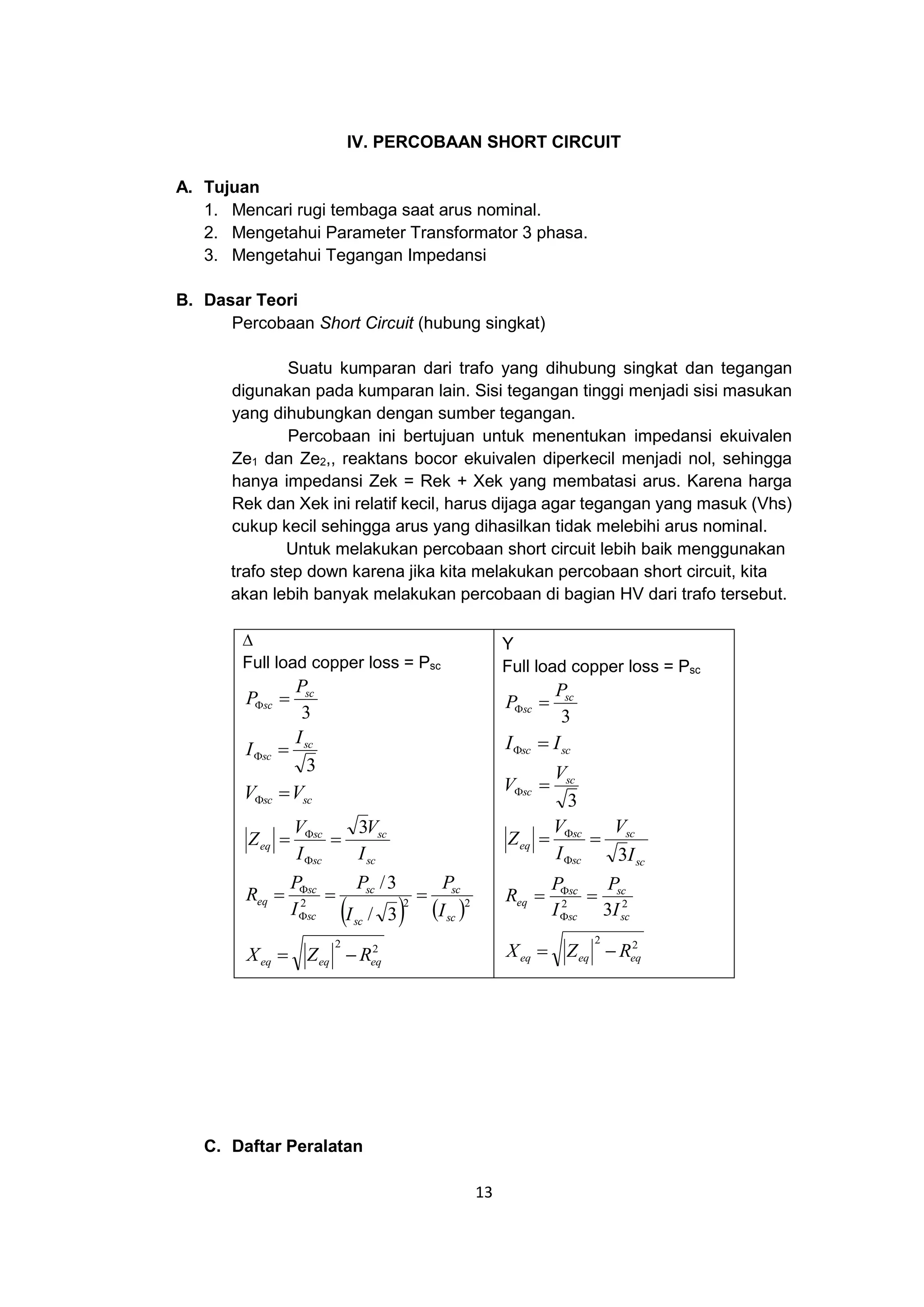 Prosedur pengujian rutin trafo 3 fasa hubungan Y-Y | PDF