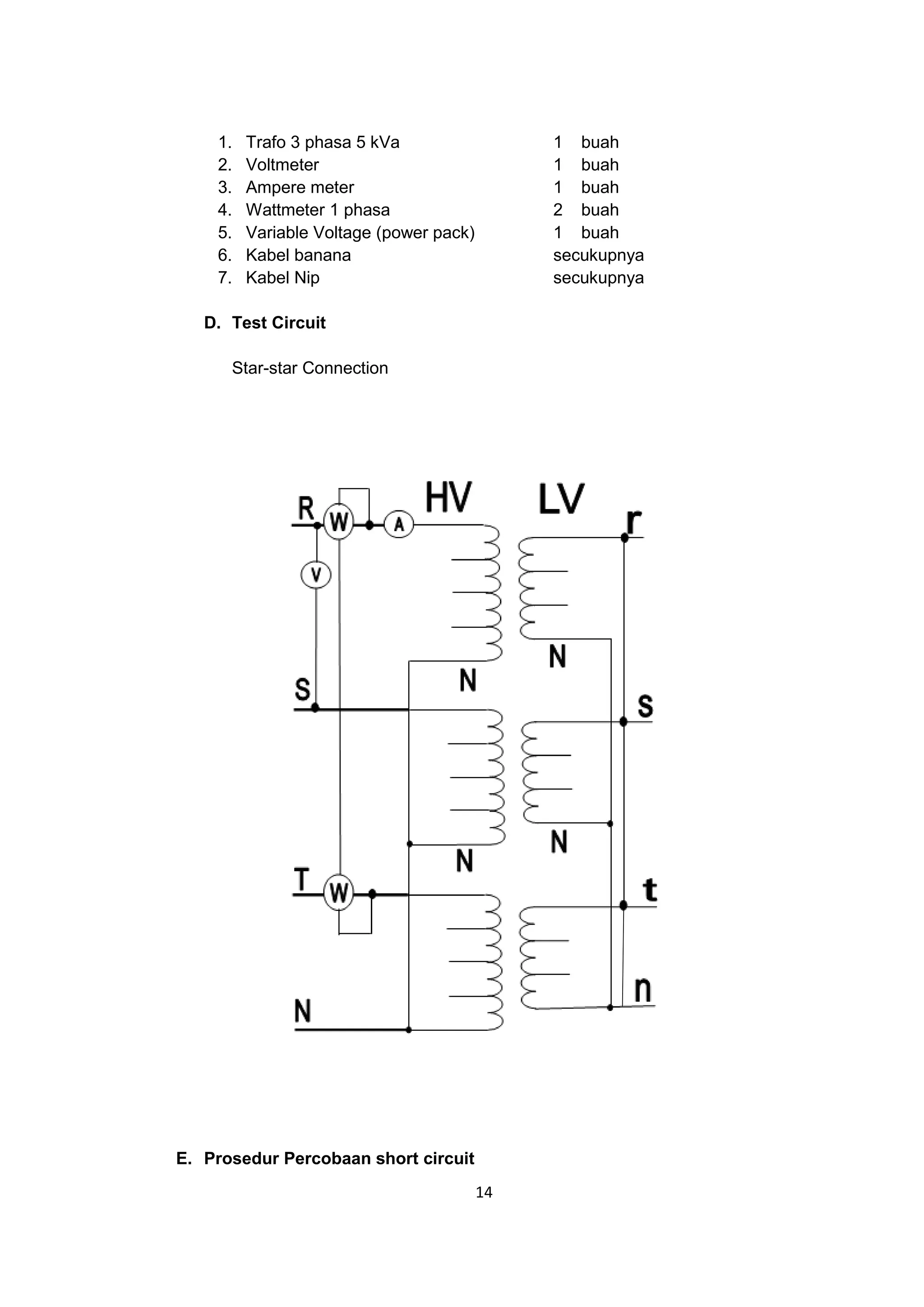 Prosedur pengujian rutin trafo 3 fasa hubungan Y-Y | PDF