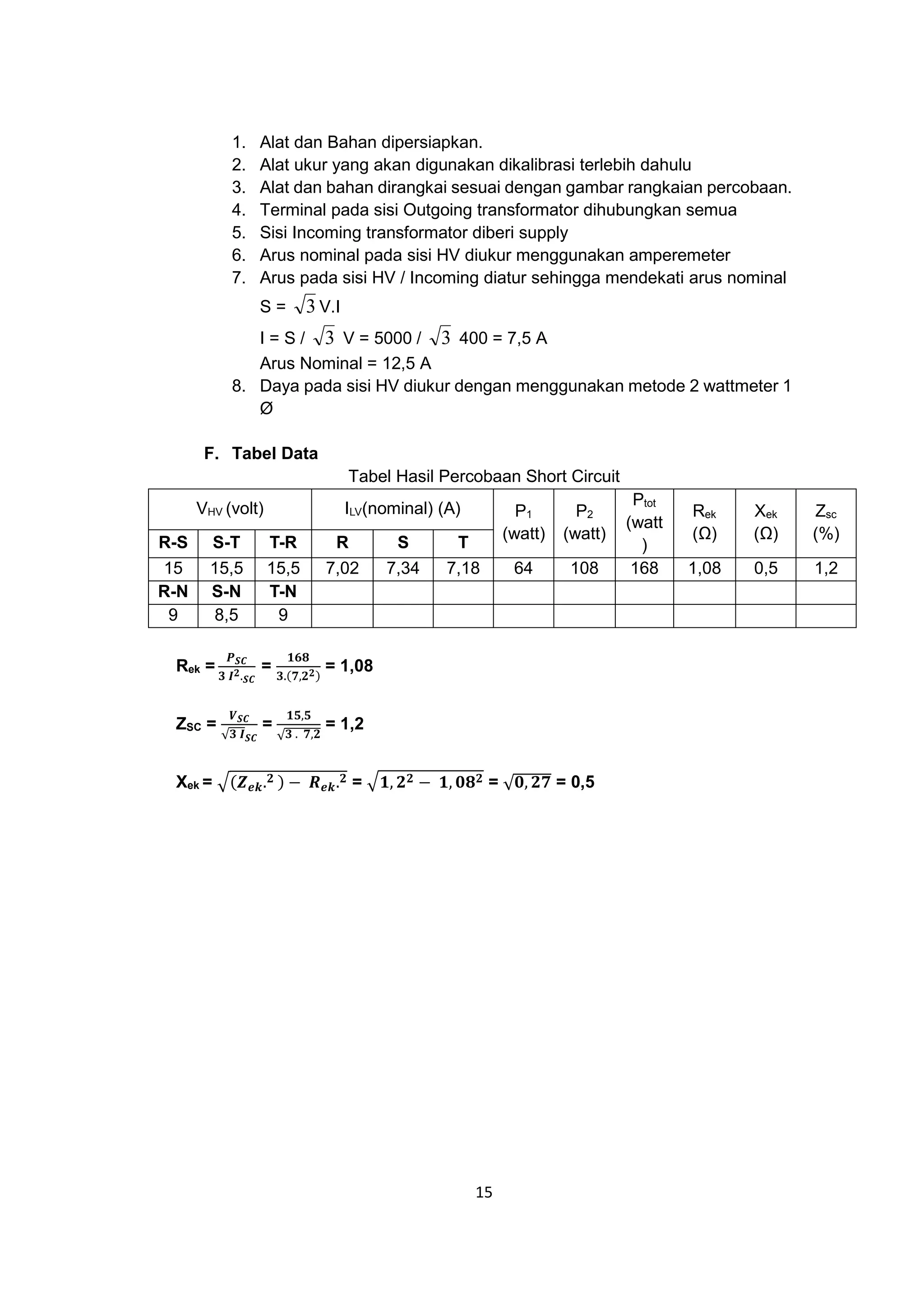 Prosedur pengujian rutin trafo 3 fasa hubungan Y-Y | PDF