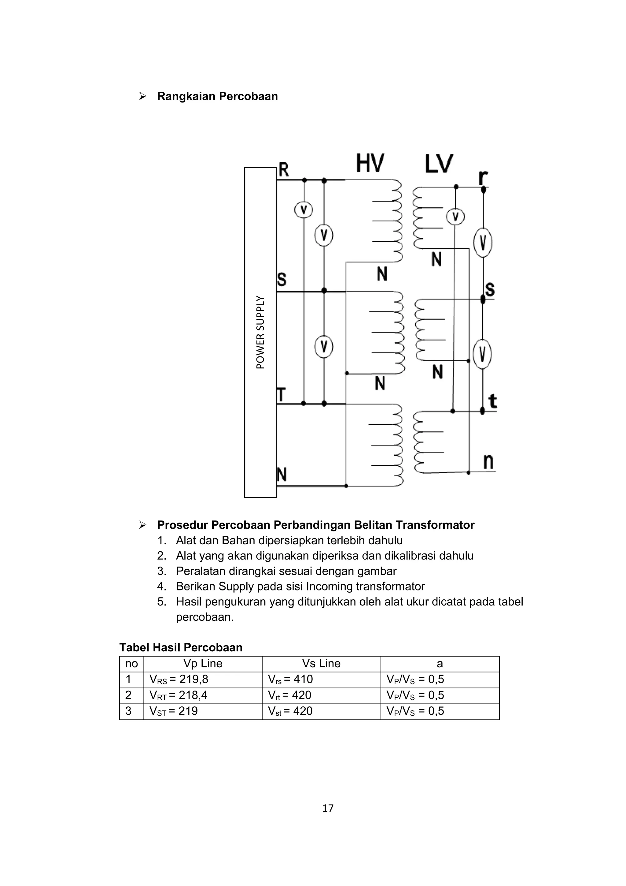 Prosedur pengujian rutin trafo 3 fasa hubungan Y-Y | PDF