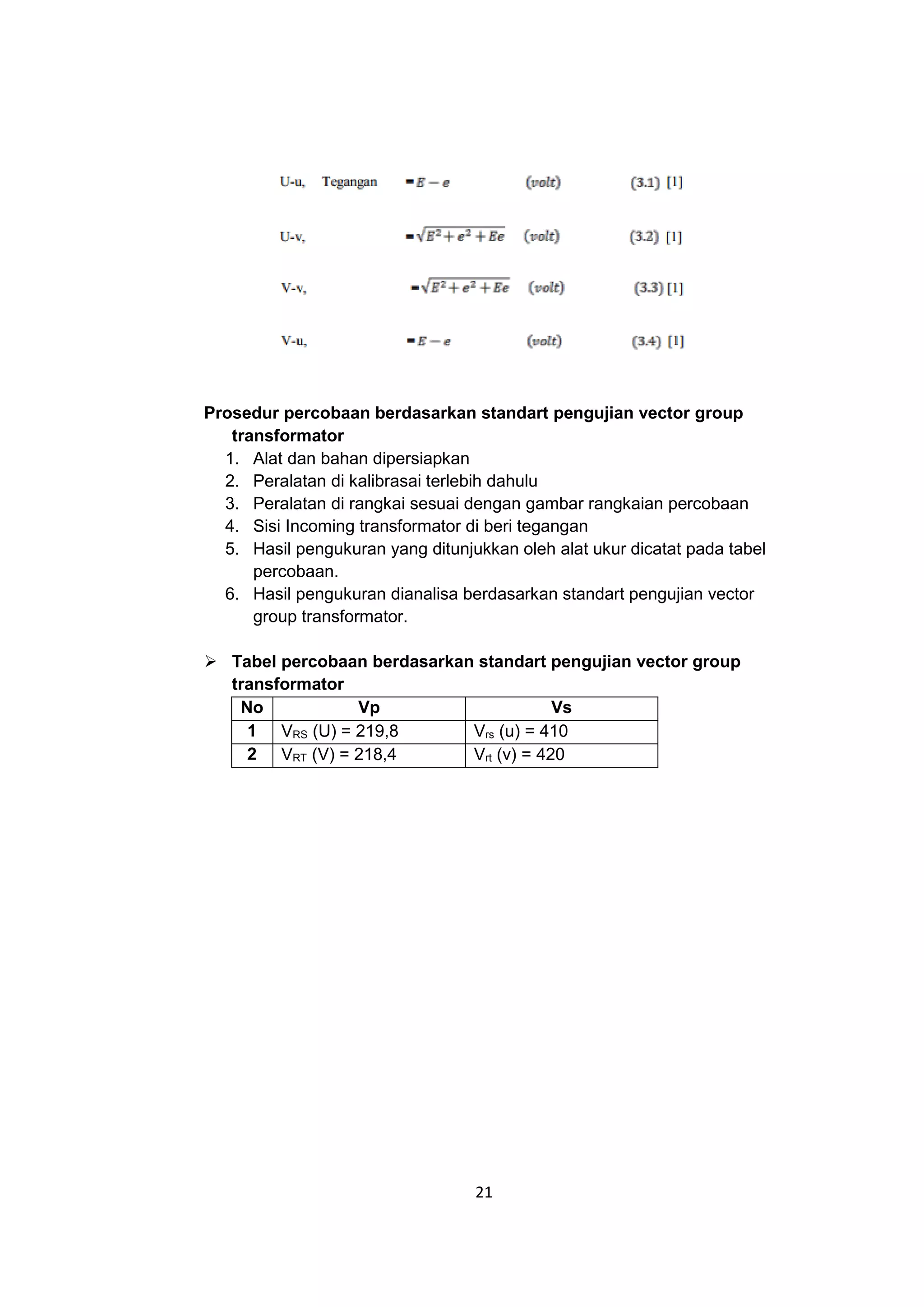 Prosedur pengujian rutin trafo 3 fasa hubungan Y-Y | PDF