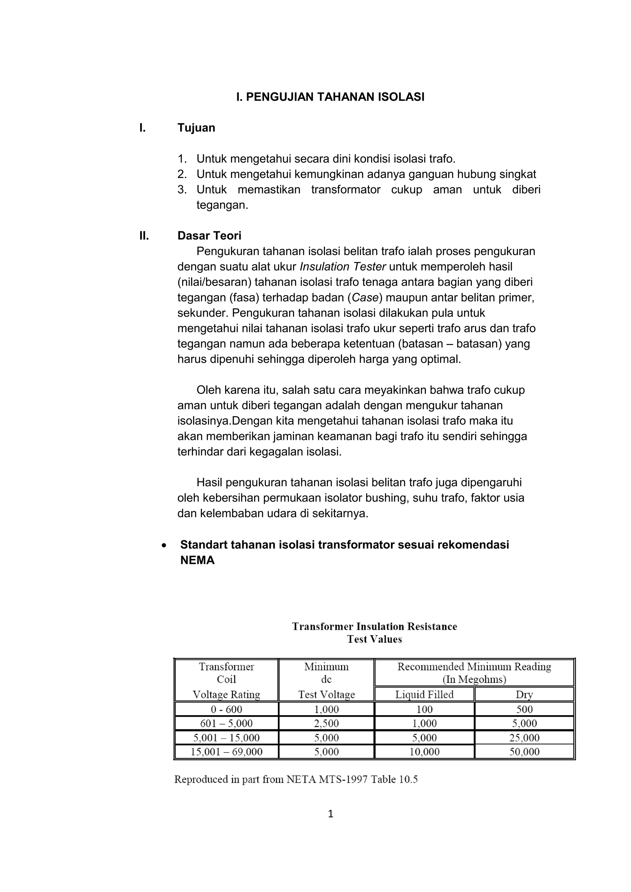 Prosedur pengujian rutin trafo 3 fasa hubungan Y-Y | PDF