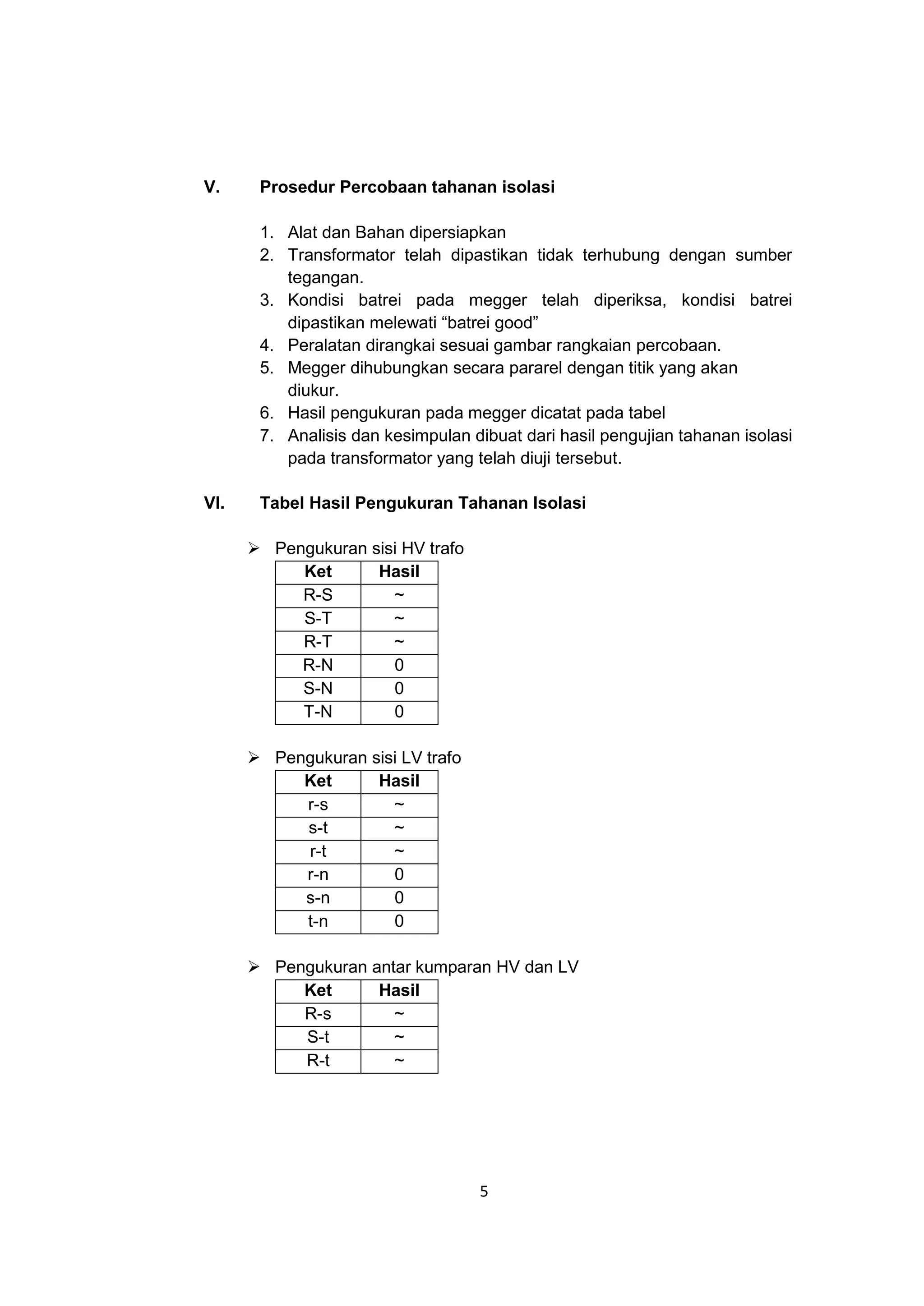 Prosedur pengujian rutin trafo 3 fasa hubungan Y-Y | PDF