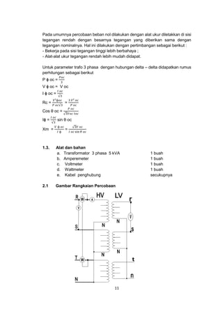 Prosedur pengujian rutin trafo 3 fasa hubungan Y-Y | PDF