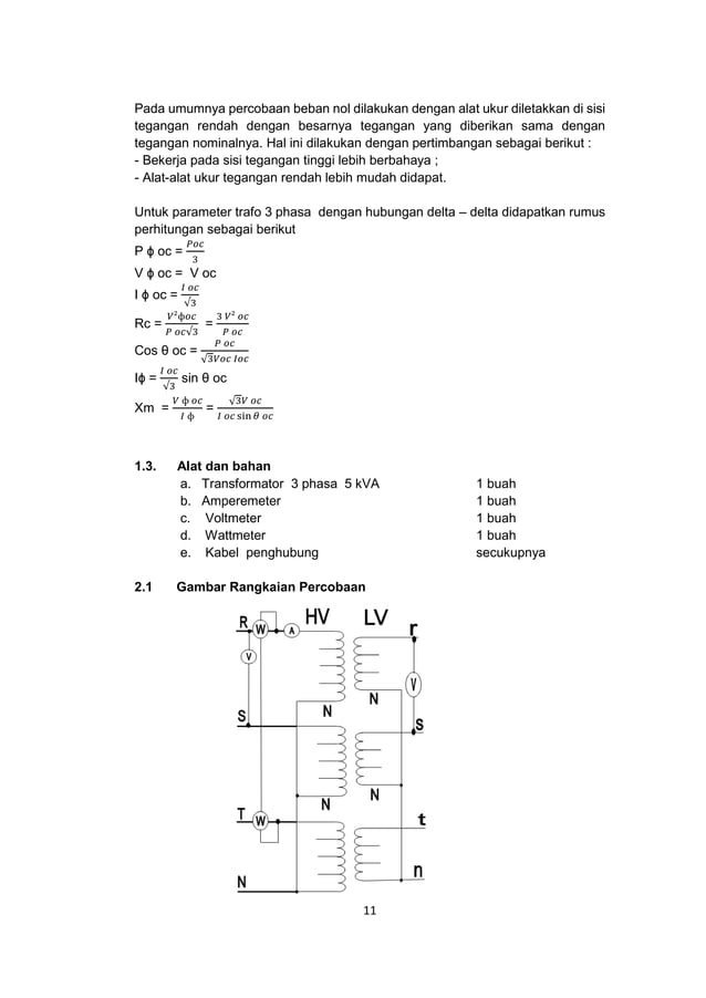 Prosedur pengujian rutin trafo 3 fasa hubungan Y-Y | PDF
