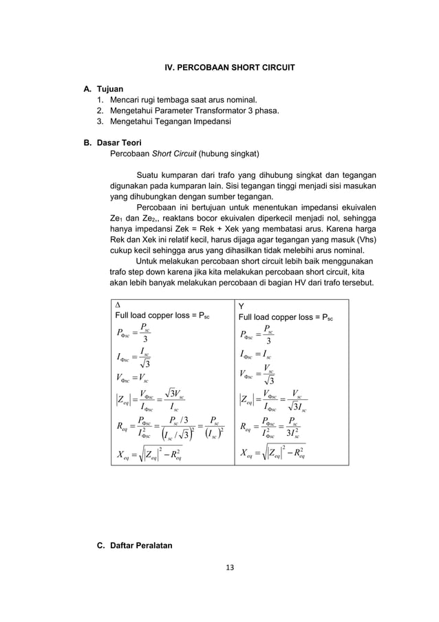 Prosedur pengujian rutin trafo 3 fasa hubungan Y-Y | PDF