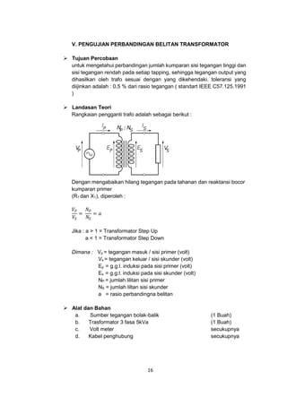 Prosedur pengujian rutin trafo 3 fasa hubungan Y-Y | PDF