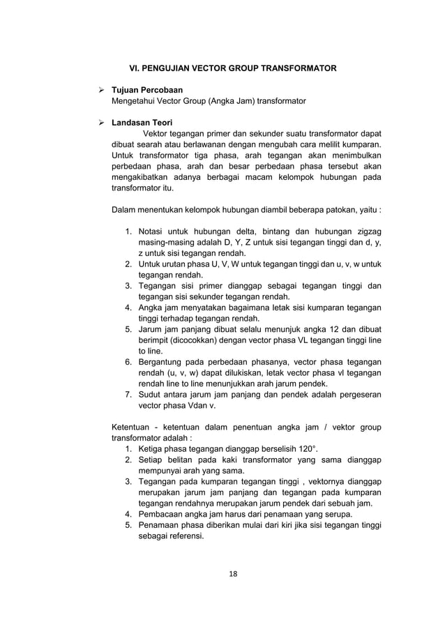 Prosedur pengujian rutin trafo 3 fasa hubungan Y-Y | PDF