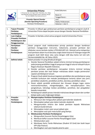 Prosedur penilaian pembelajaran | PDF