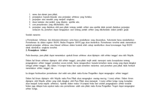 Prosedur penyelesaian sengketa melalui arbitrase | DOCX