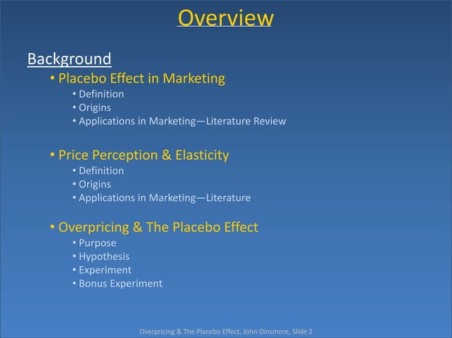 Price Perception & The Placebo Effect in Marketing | PPT