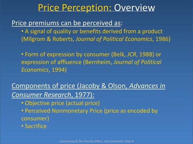 Price Perception & The Placebo Effect in Marketing | PPT