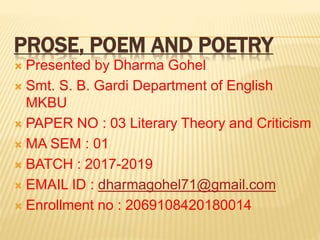 Prose, pem and poetry | PPTX
