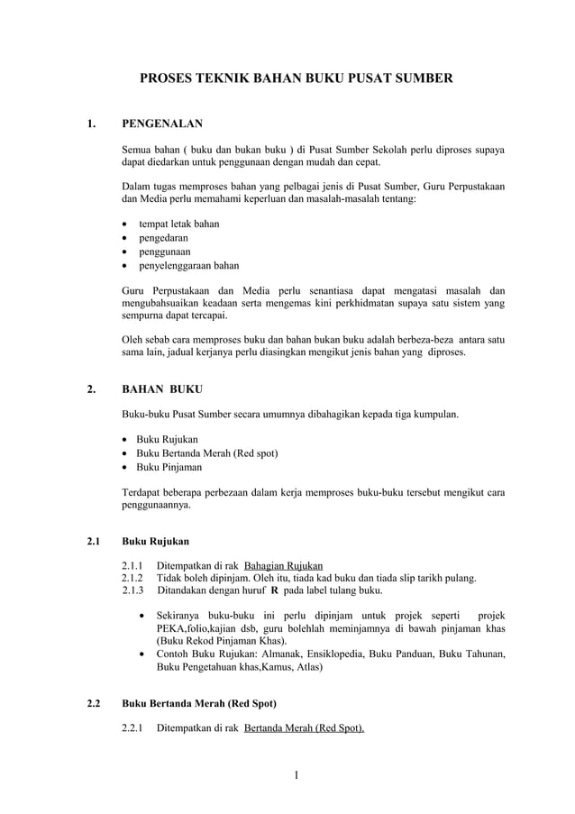 Pengurusan PSS: Proses Teknik Bahan dan Buku Pusat Sumber | DOC