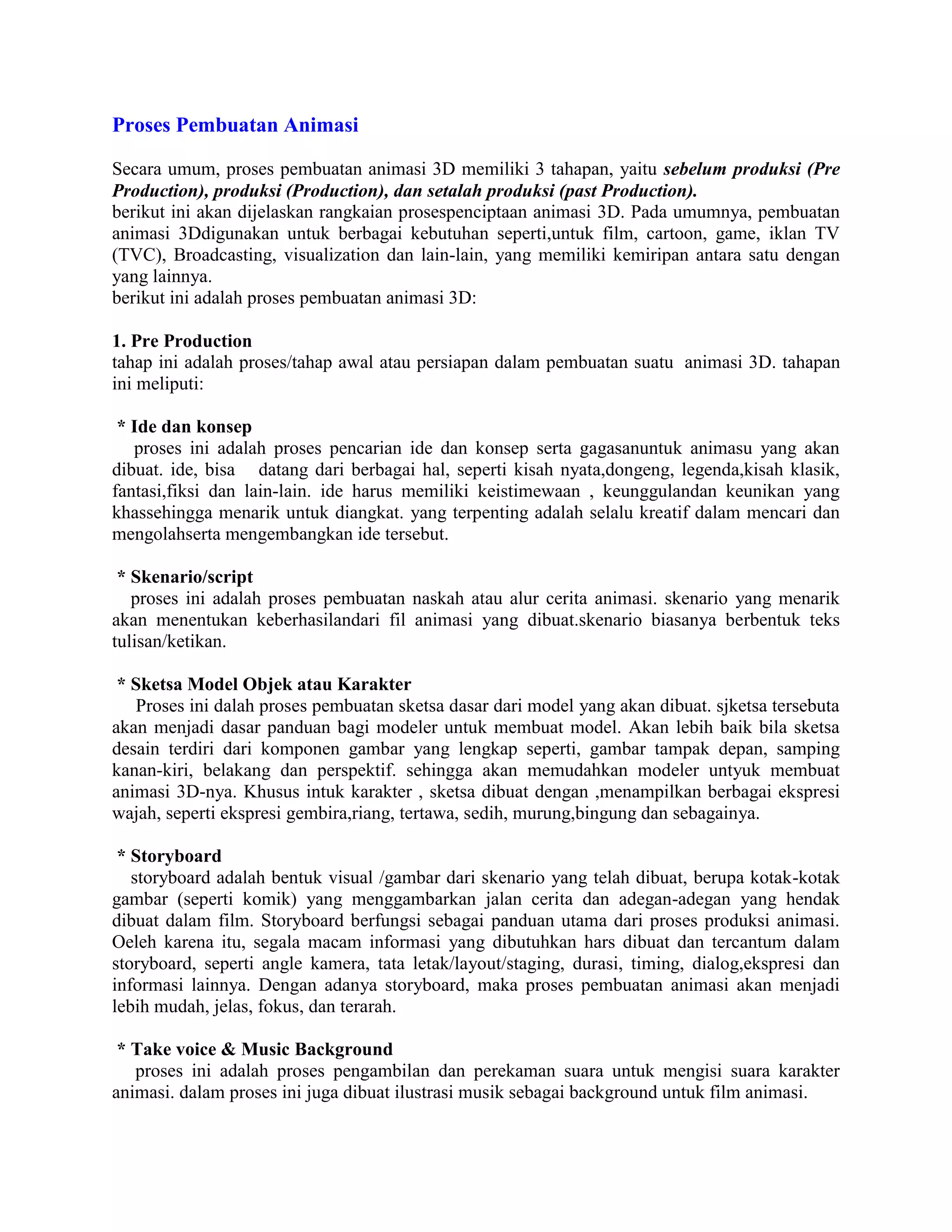 Proses animasi 3 d | DOCX