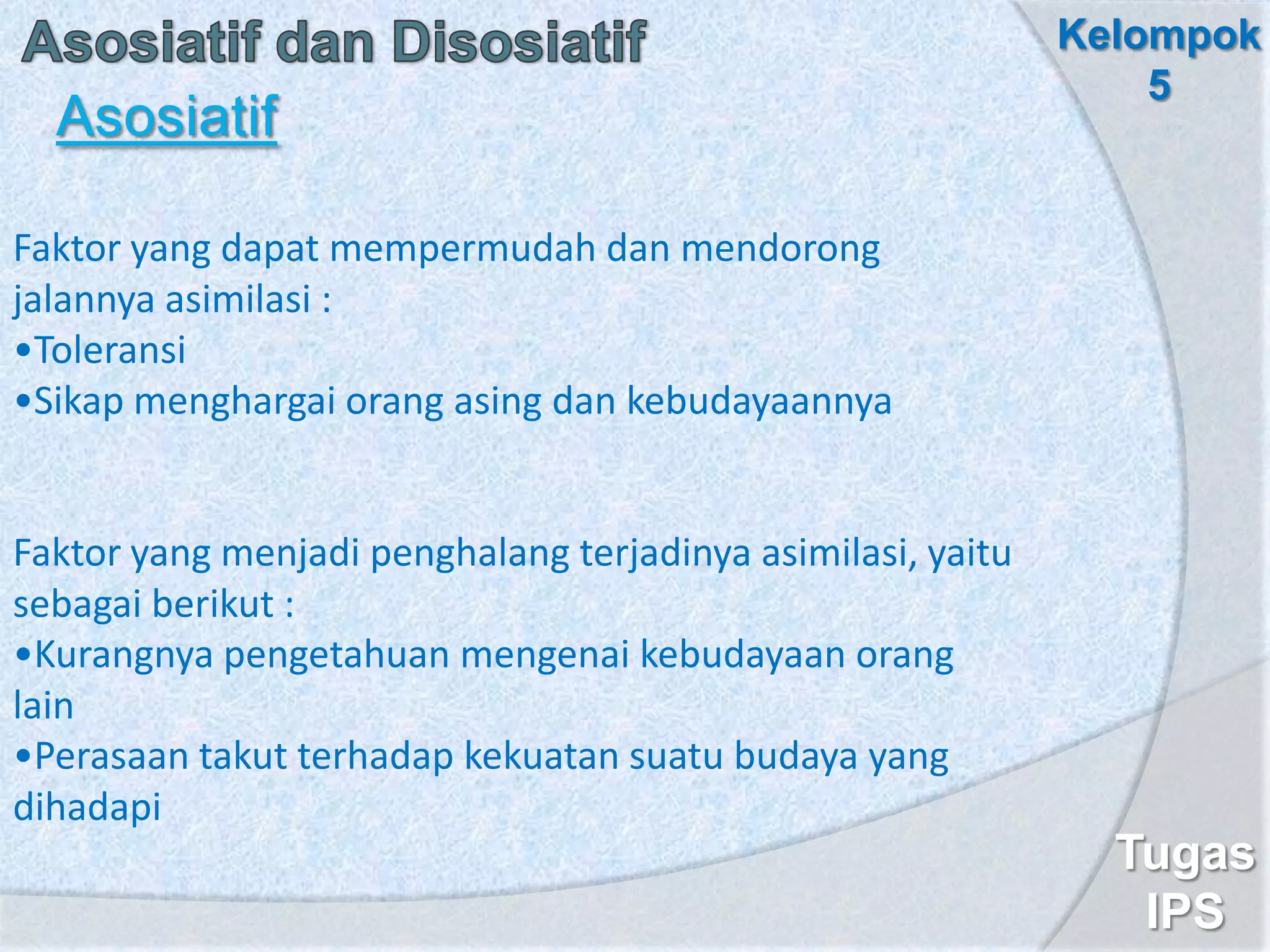 Proses asosiatif dan disosiatif | PPTX