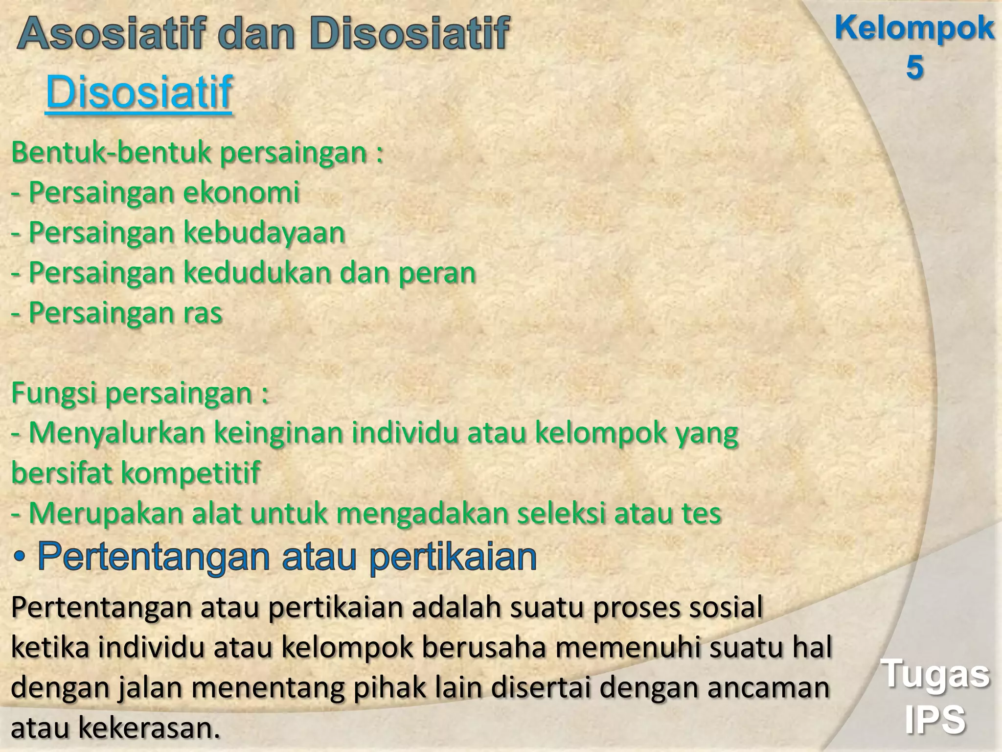 Proses asosiatif dan disosiatif | PPTX