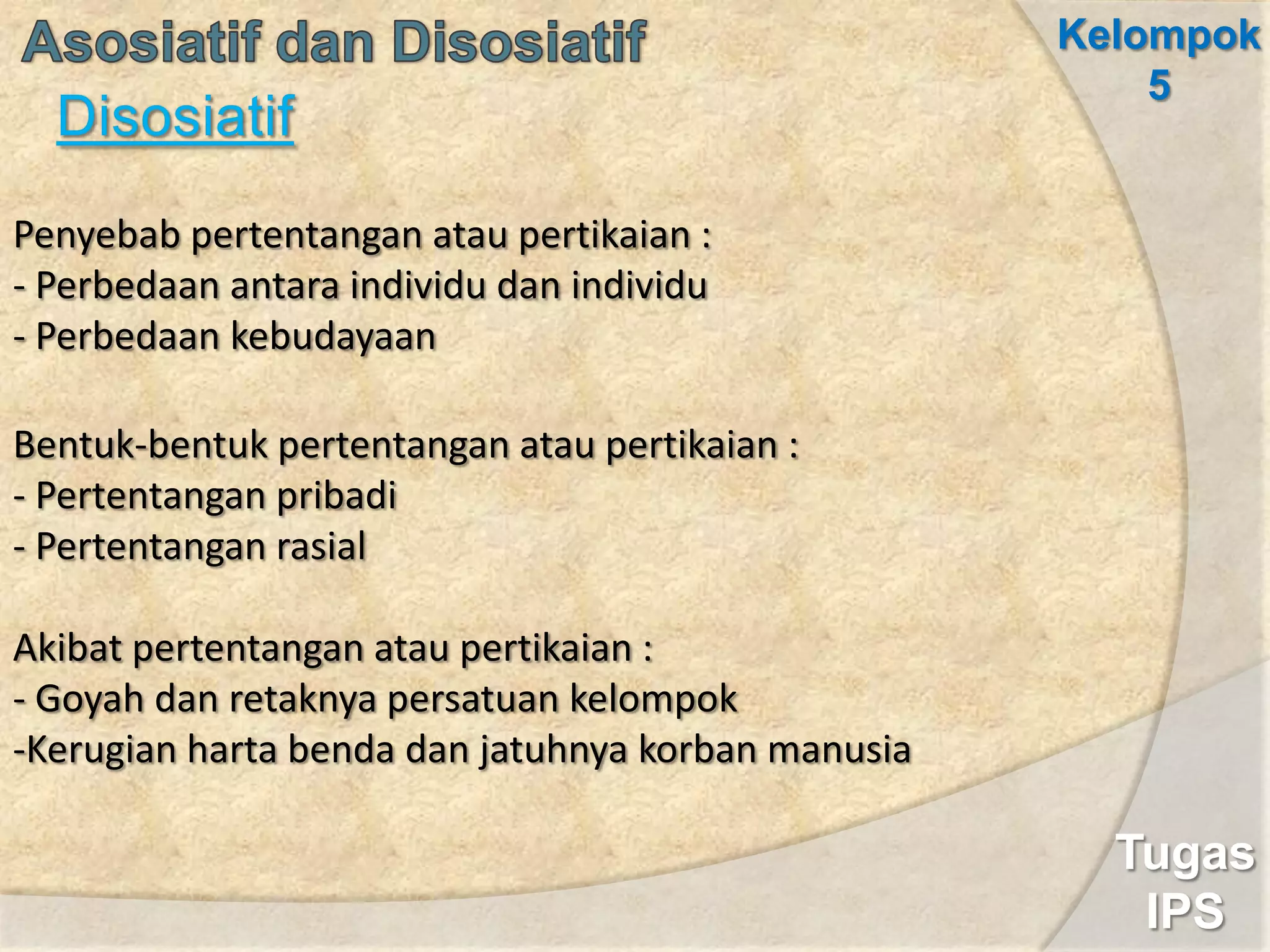 Proses asosiatif dan disosiatif | PPTX