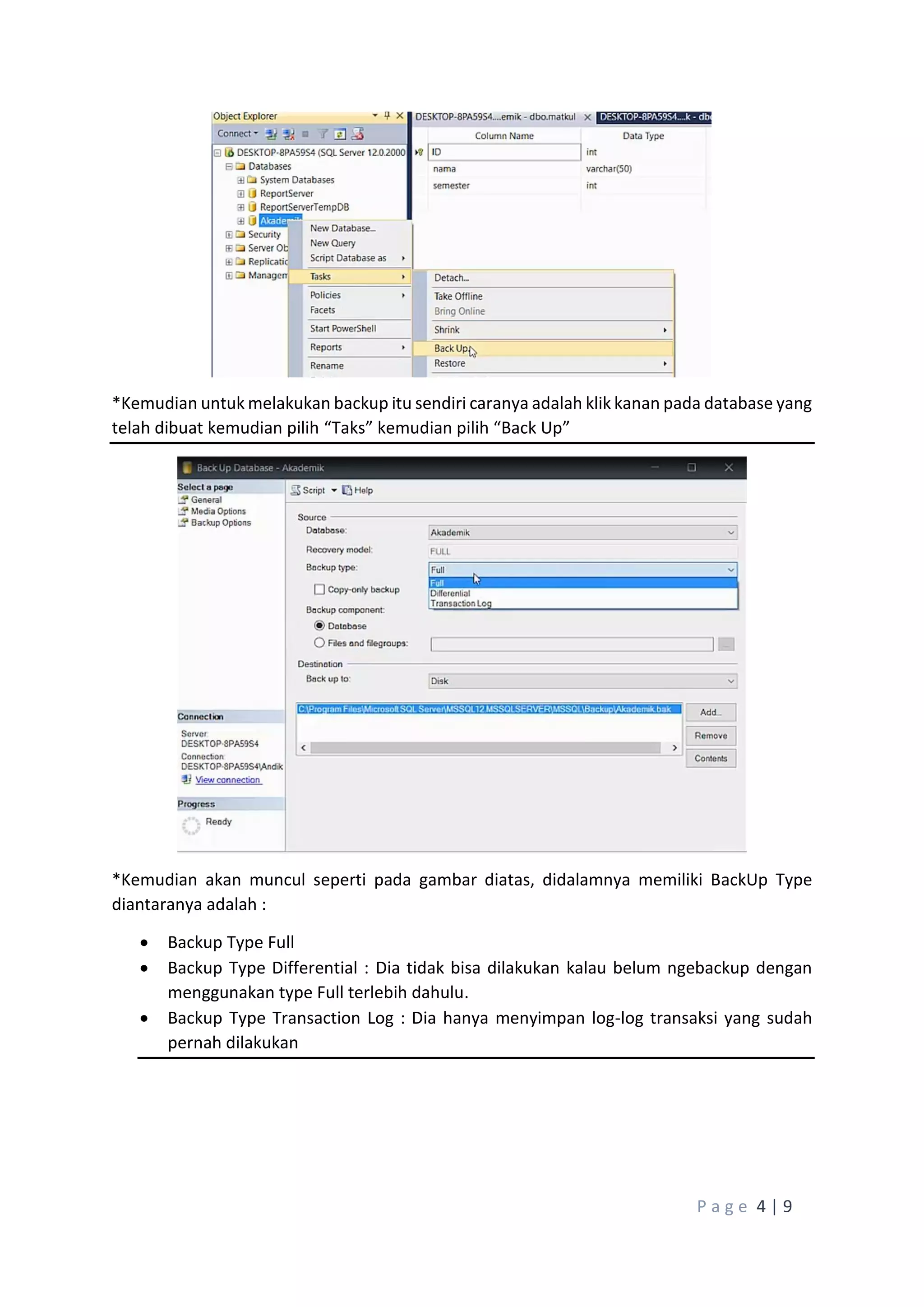 Proses backup microsoft sql server 2014 | PDF