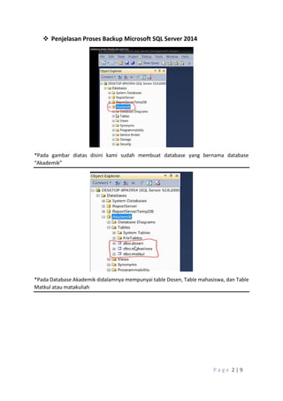 Proses backup microsoft sql server 2014 | PDF