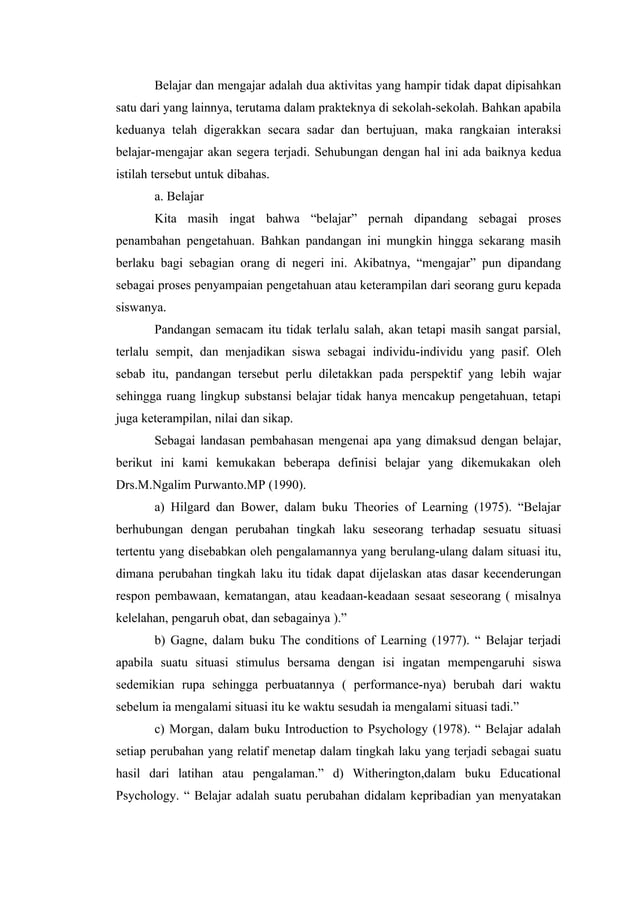 Proses Belajar Mengajar | PDF