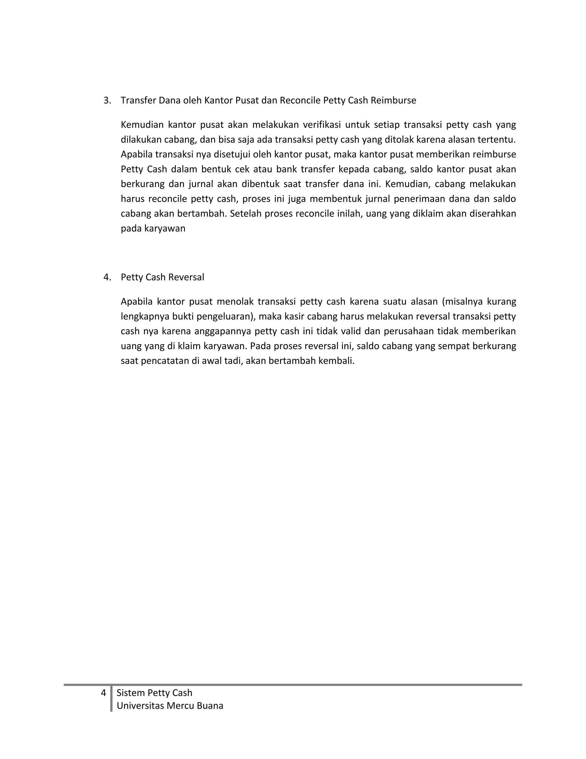 Proses bisnis pada system petty cash | DOC