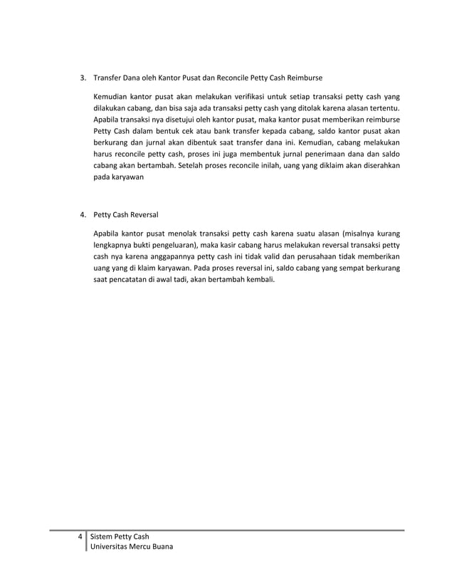 Proses bisnis pada system petty cash | DOC