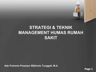 STRATEGI PROSES DAN MANAJEMEN HUMAS RUMAH SAKIT | PPT