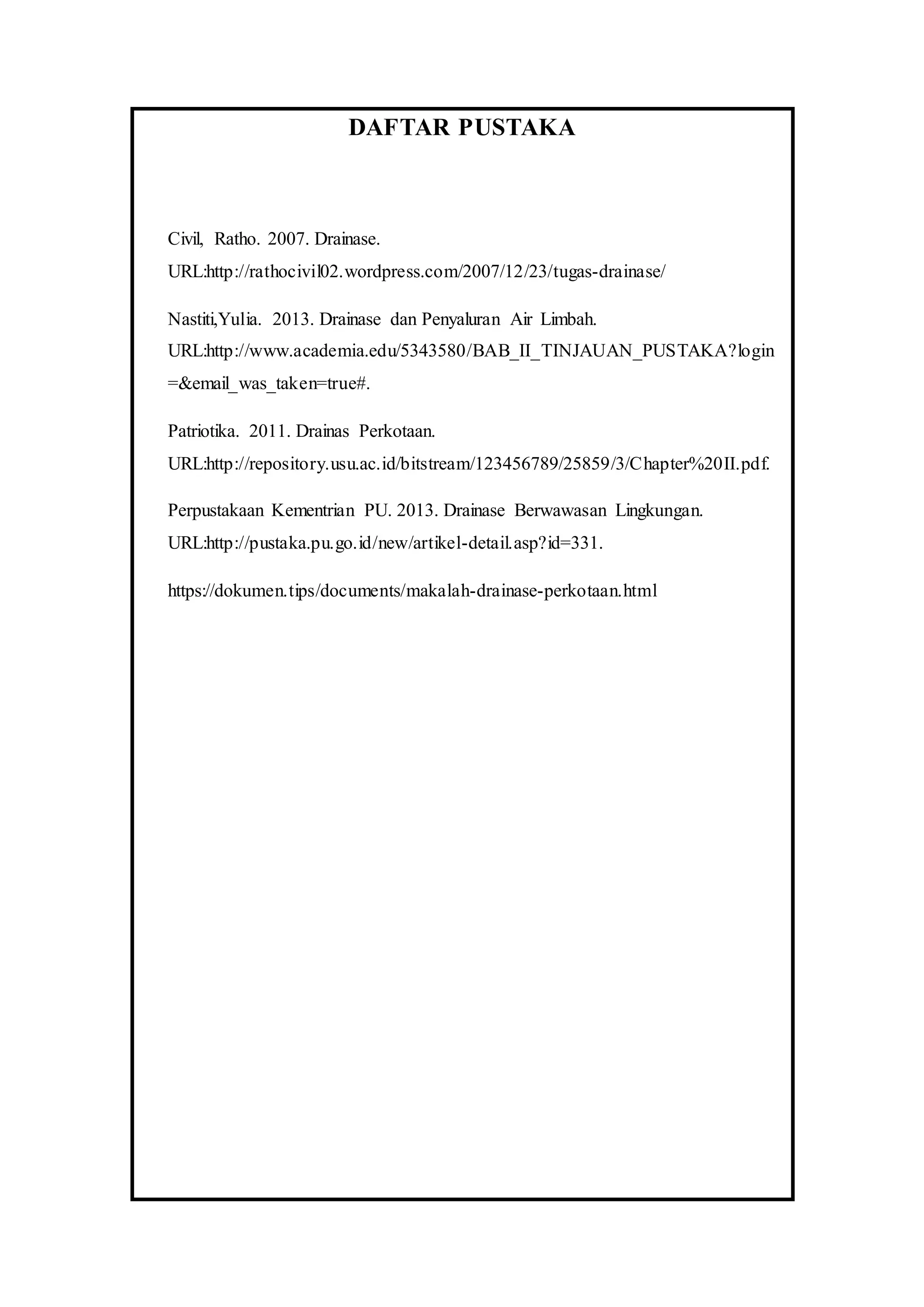 Drainase - Proses desain drainase perkotaan | DOCX