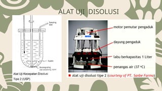 proses disolusi bahan obat dan beberapa metode yang digunakan | PPTX