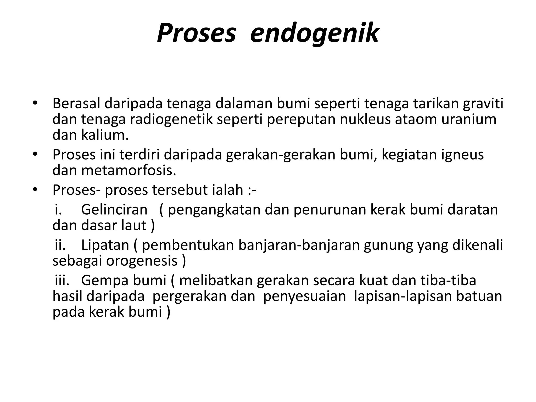 Proses endogenik & lipatan | PPTX