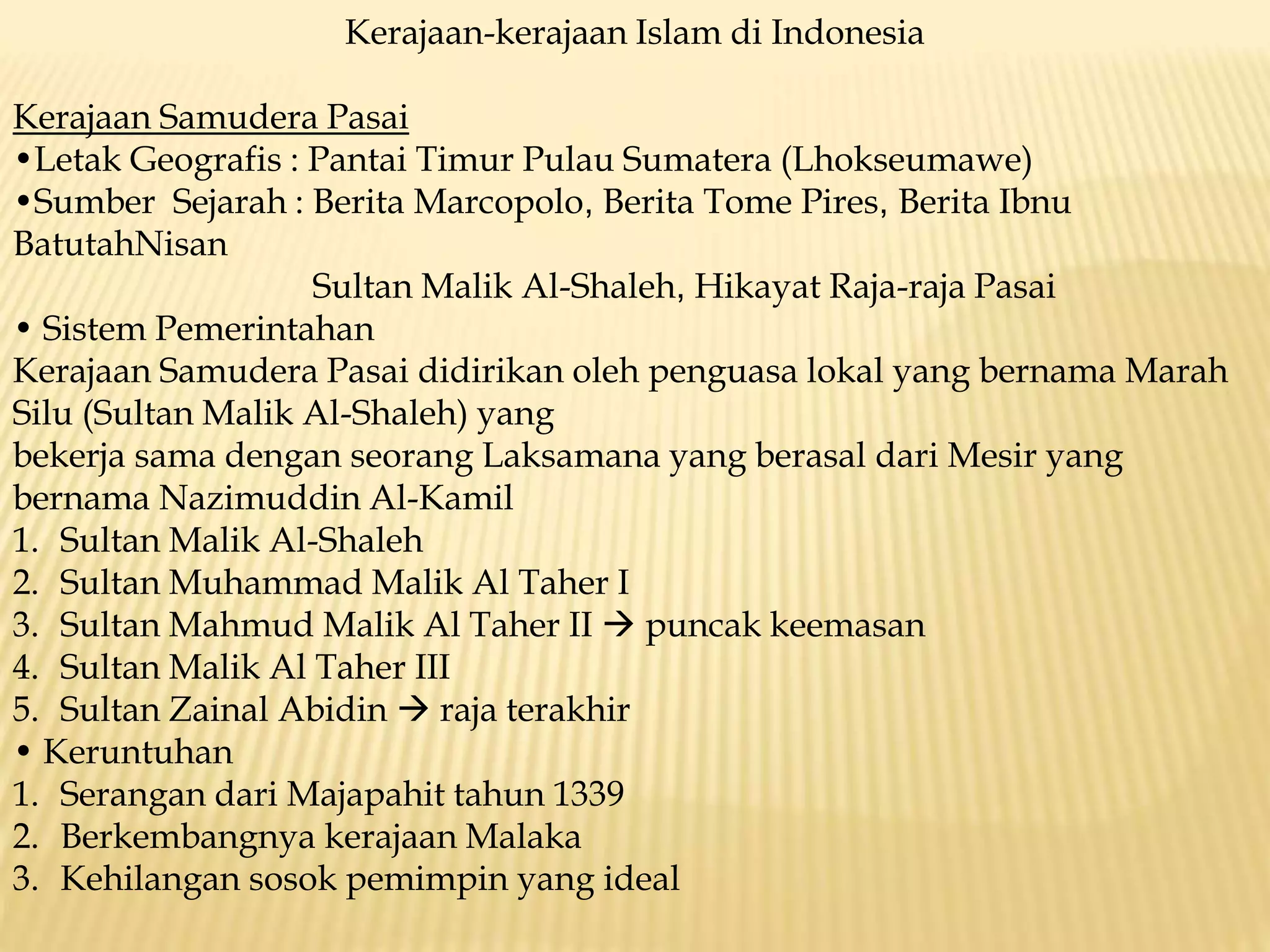 Proses masuk dan perkembangan kebudayaan islam | PPTX